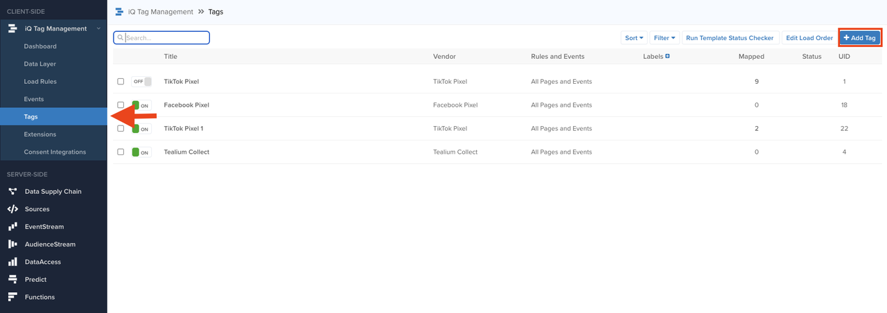 Set up a secure data connection with Tealium | TikTok Pixel