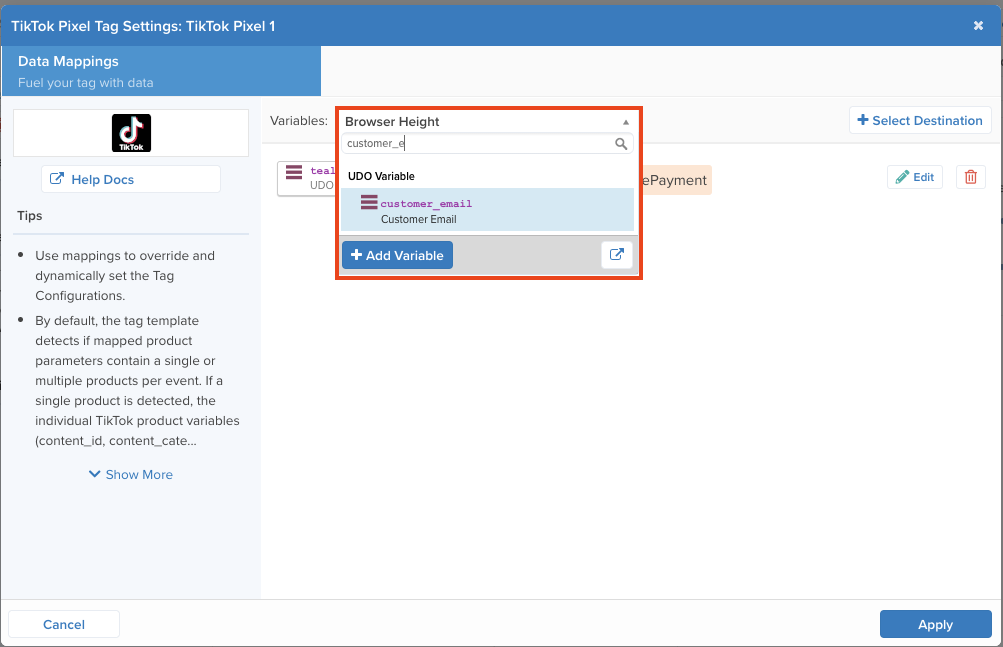 Set up a secure data connection with Tealium | TikTok Pixel